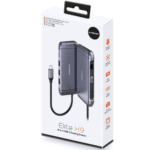 mbeat Elite X9 USB-C 9-in-1 HDMI and VGA Hub Adapter with 100W USB-C P ...