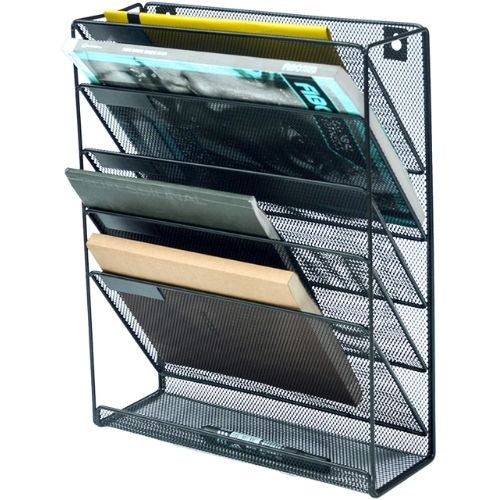 Wall Mount 6 Pocket Hanging File Sorter Organizer Folder Holder Rack S ...